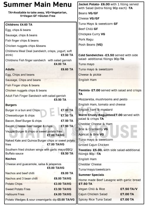 Menu – Delamere Station House