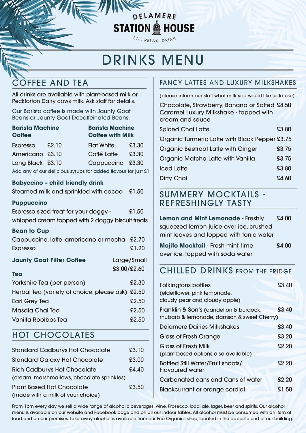Menu – Delamere Station House